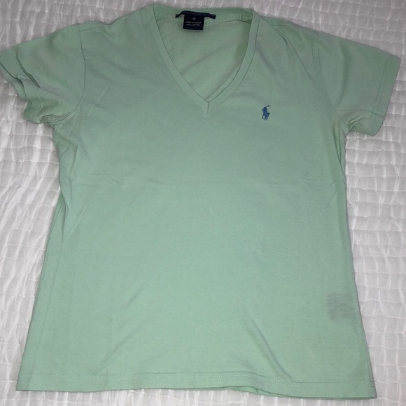 Ralph Lauren | Tops | Ralph Lauren Mint Green Polo V Neck Tee Shirt Xs ...